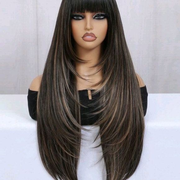 Hair | New Lydiamfashions Highlight Black Straight Hair Wig | Poshmark